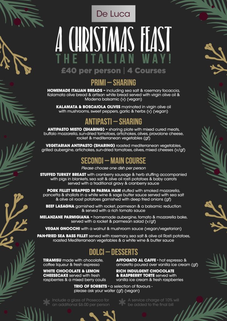 Christmas Menu Now Available! | De Luca